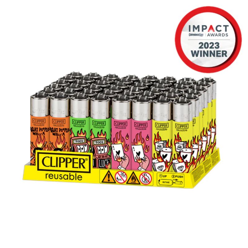 Lighters Clipper Games On Fire Series Box of 48 | Maq