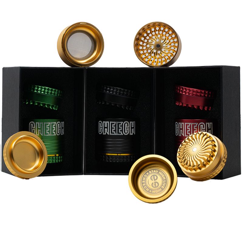 Metal Grinder Cheech Glass 2.5" 4 Piece Quick Release With Ash Tray | Maq